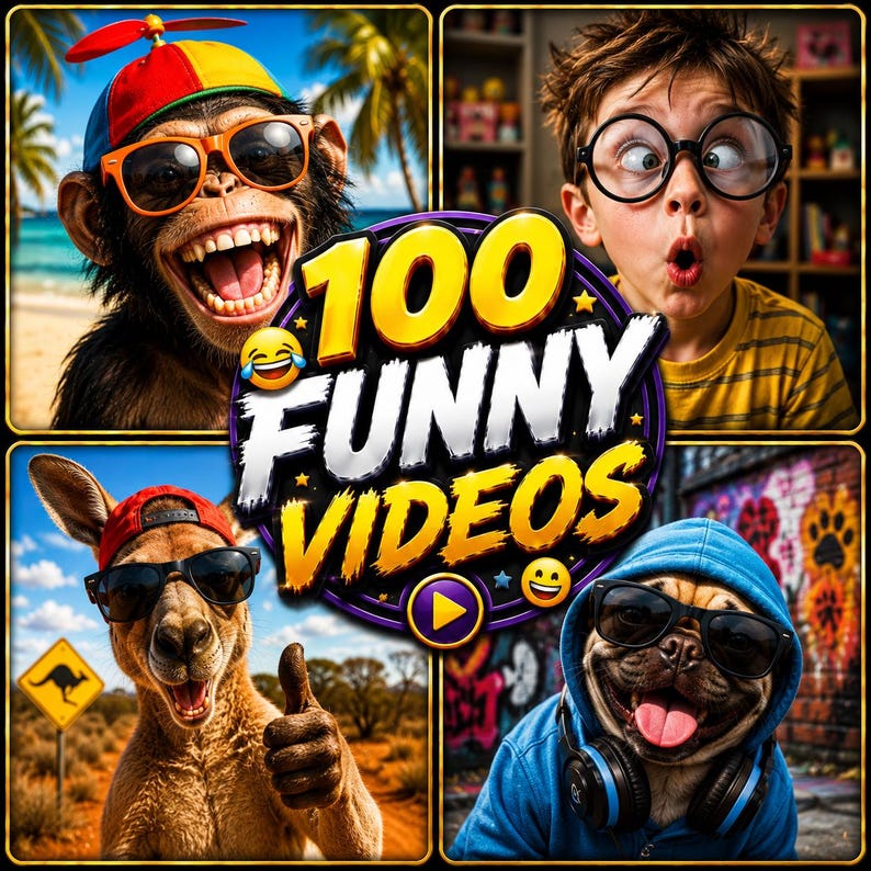 100 Funny Videos Bundle | Viral Comedy Clips for Social Media (digital ...