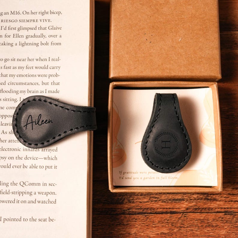 Personalized Leather Magnetic Bookmark: Engraved Reader Gift - Etsy