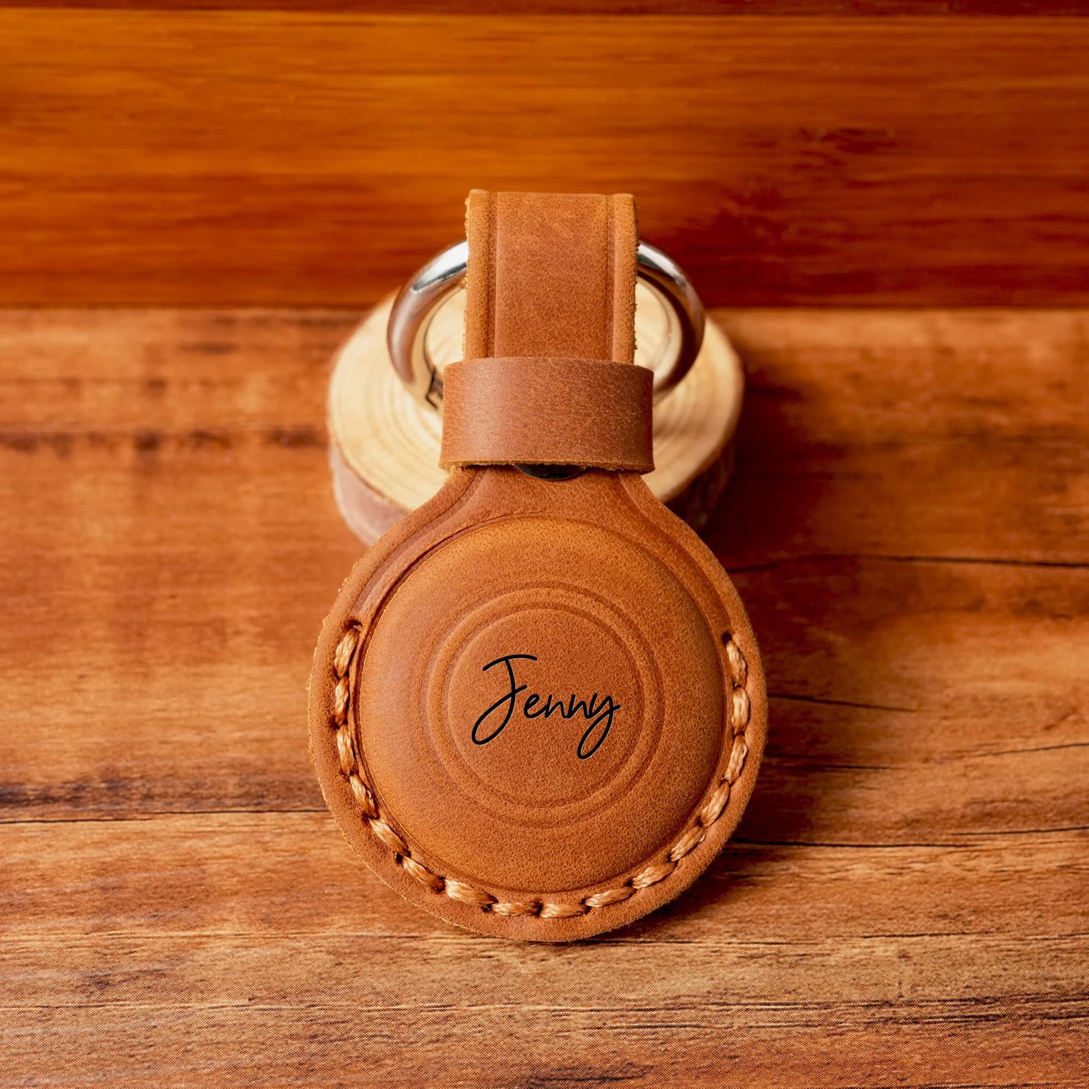 Personalized Leather AirTag Holder, Air Tag Key Ring, Dog & Cat Tracker ...