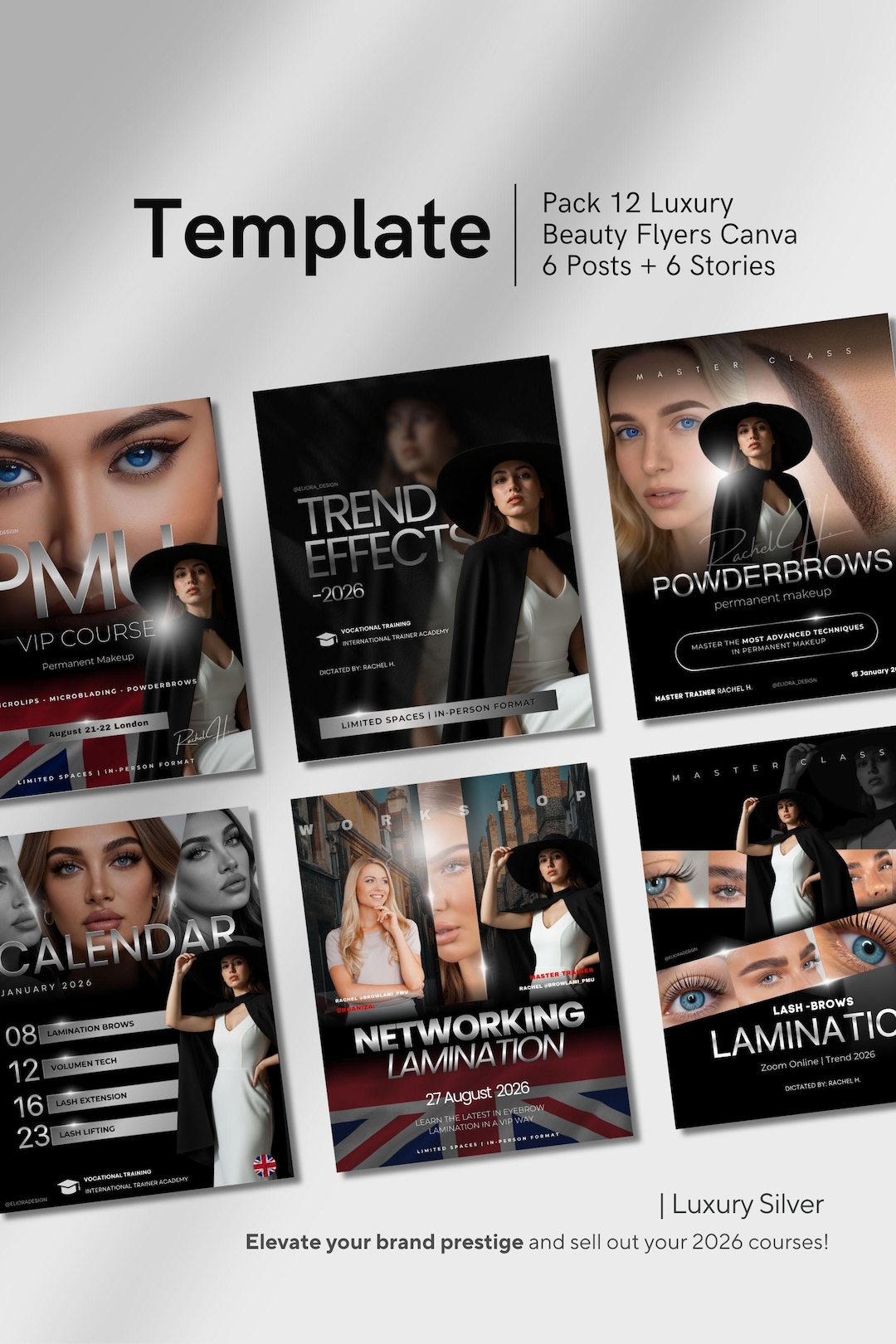 Diseño De 12 Plantilla Canva /flyers, Folleto, Banner Lash&brows ...