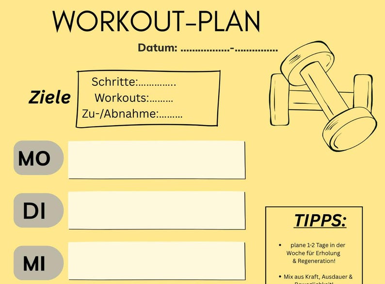 7-day Workout Plan, Training Plan, Sports, Gym, Etc., Blank ...
