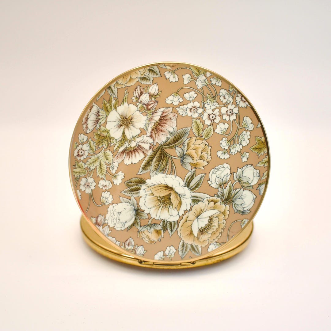 Vintage Stratton Powder Compact Floral Gold | Made in England | With ...