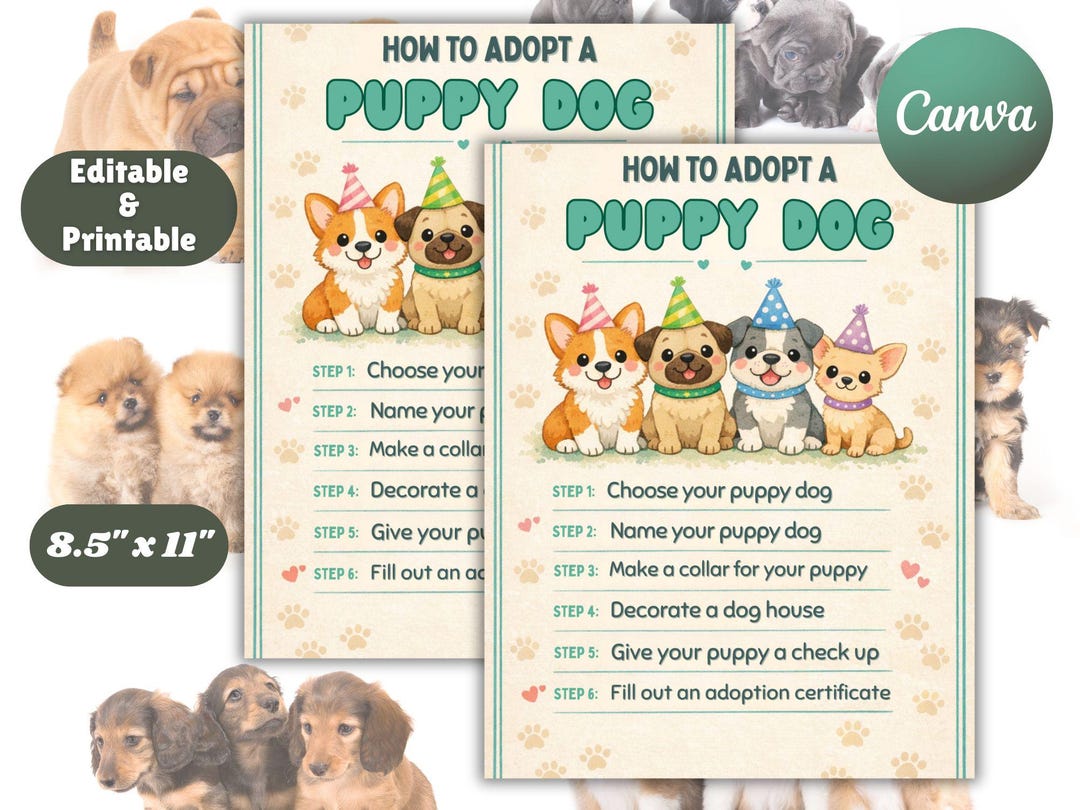Editable Puppy Adoption Flyer, Doggie Daycare Template (canva) - Etsy