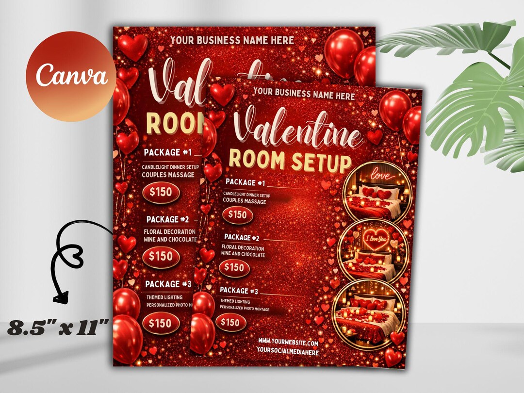 Valentine's Day Room Setup Flyer, Event Booking Flyer, Valentine Rooms ...