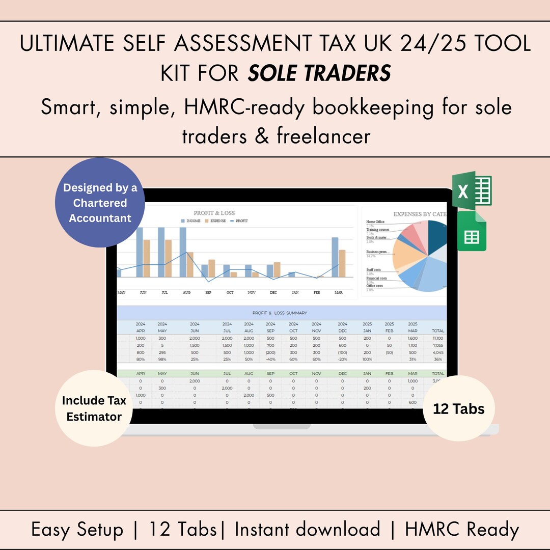 UK Self Assessment Spreadsheet 2024/25: Tax Estimator, Income Tracker ...