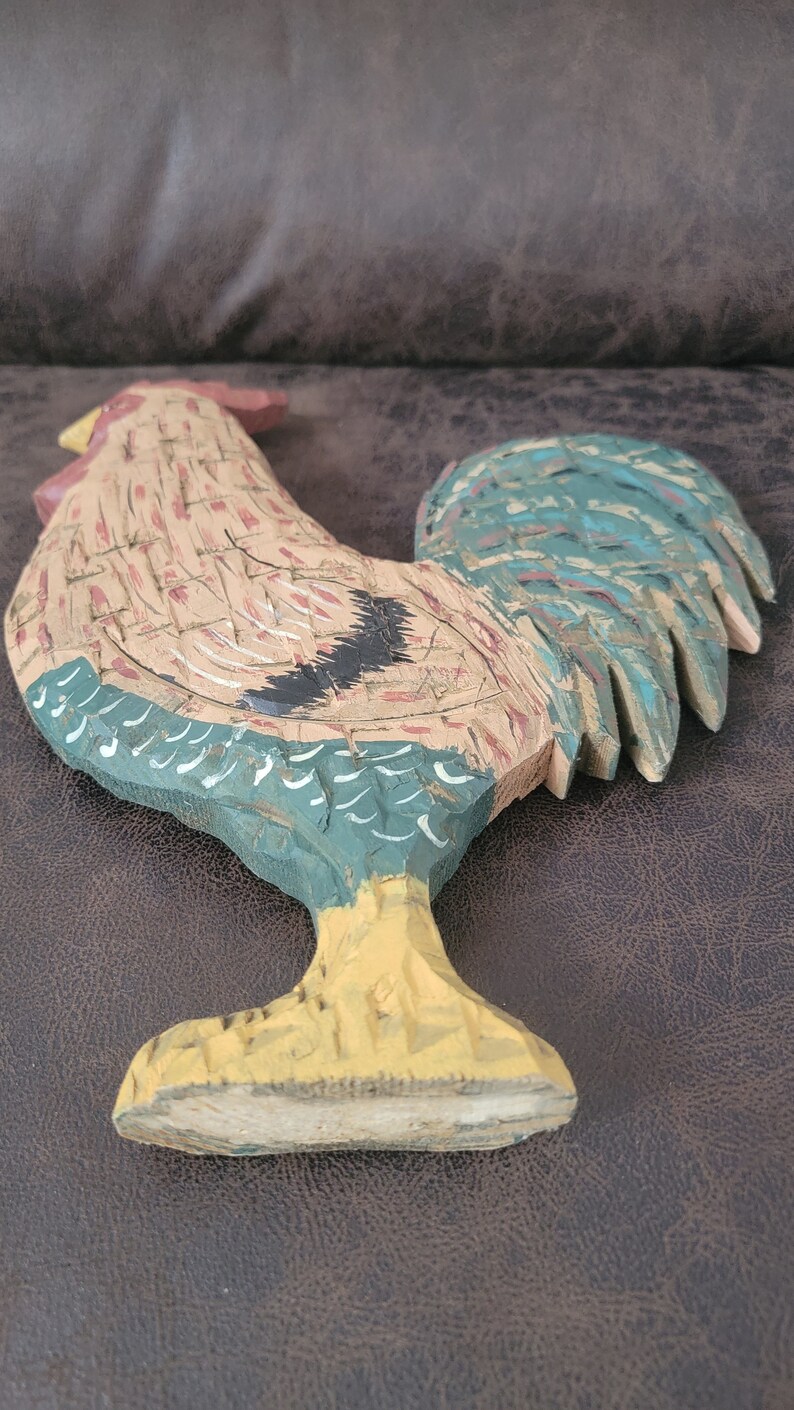 Primitive Wood Carved Rooster/ Hand Painted Rooster/ Country Decor - Etsy