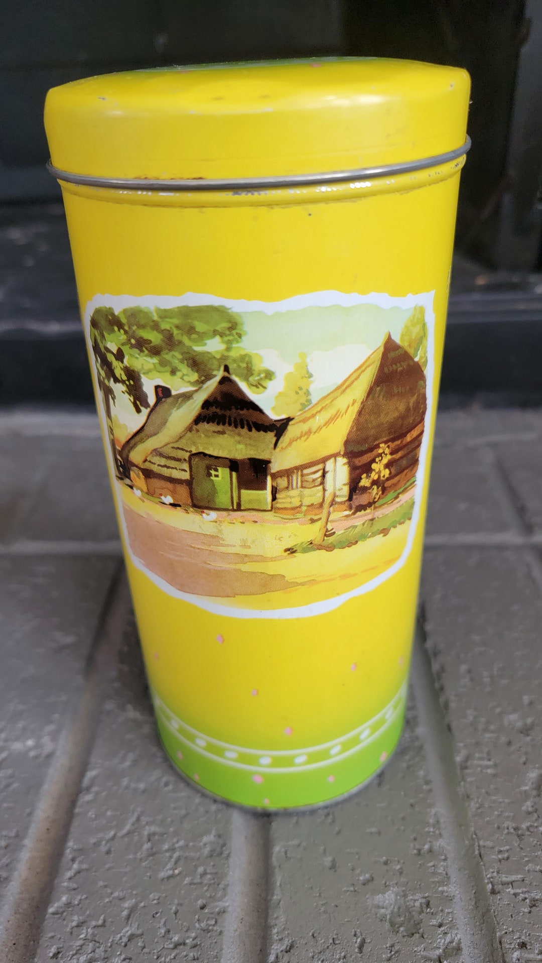 Vintage Yellow Tin/ Netherlands Tin/ Sheep Herding/ Farmhouse Tin ...