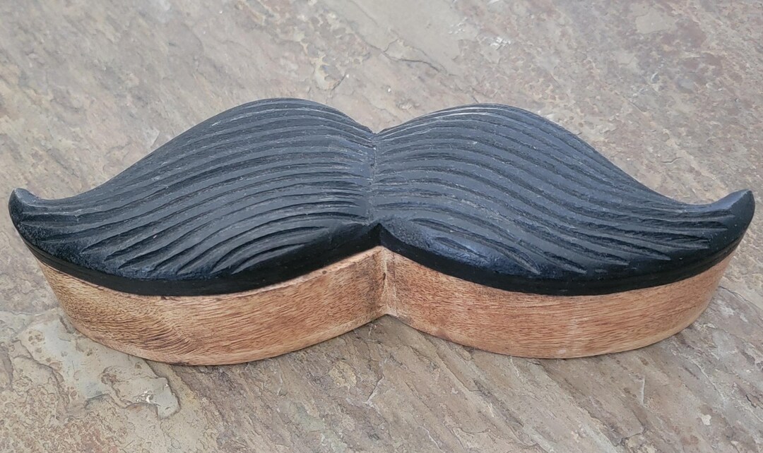 Wood Mustache Box/ Stash Container/ Barber Shop Trinket Box/ Handlebar ...