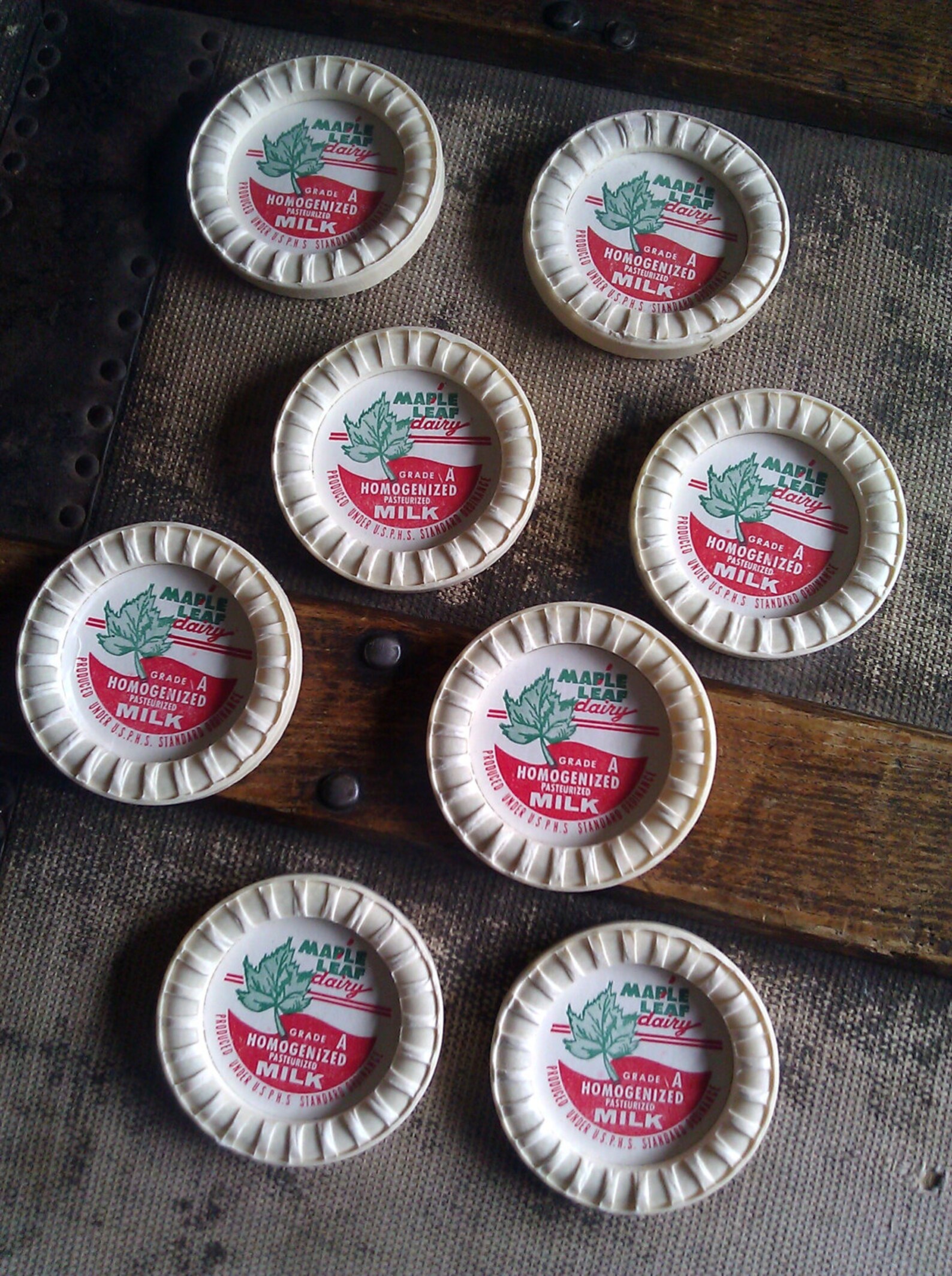 Vintage Milk Bottle Caps / Maple Leaf / Idaho Dairy/ Farm Decor Craft ...