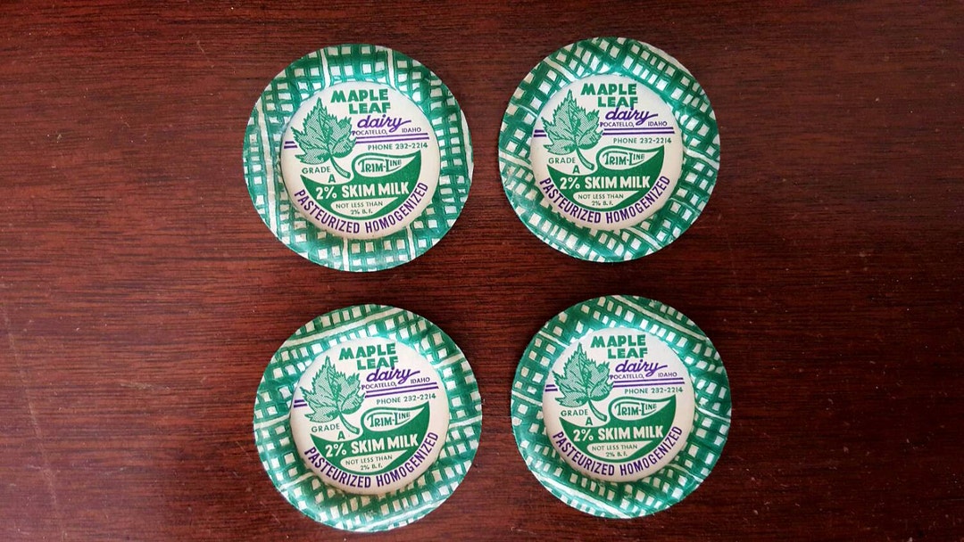 Vintage Milk Bottle Caps/green Milk Caps / Maple Leaf / Skim Milk Lids ...