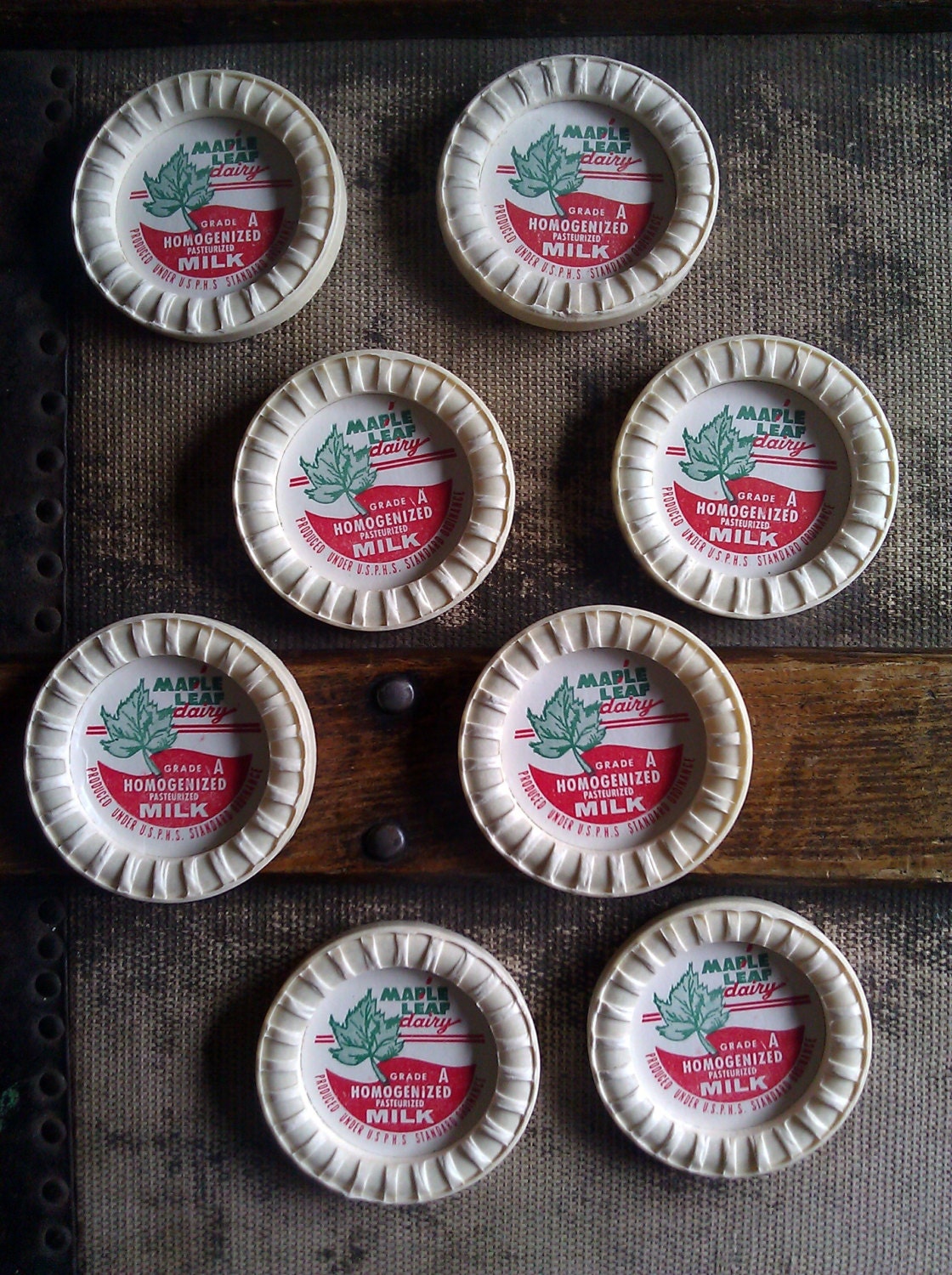Vintage Milk Bottle Caps / Maple Leaf / Idaho Dairy Farm Decor/ Genuine ...