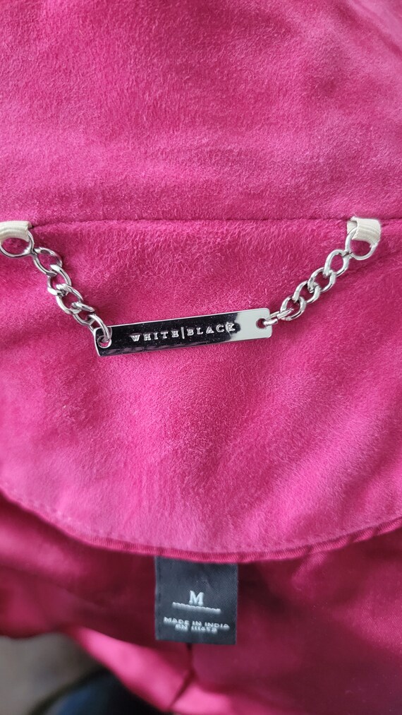 Hot Pink Leather Blazer/ Pink Jacket /Suede Ruffles/W… - Gem