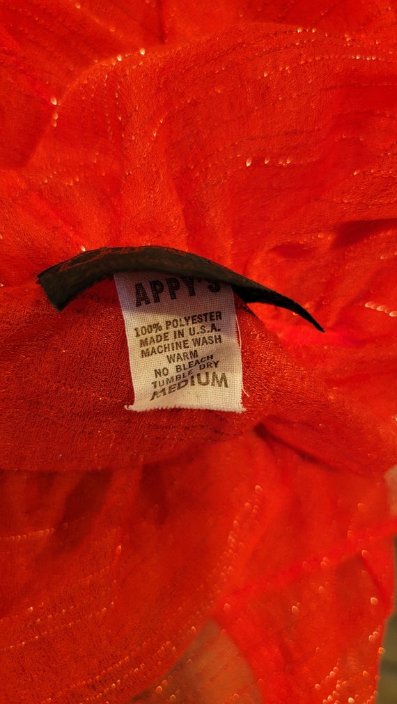 Off Shoulder Ruffled Blouse/ Bodysuit/Red Sheer Metal… - Gem