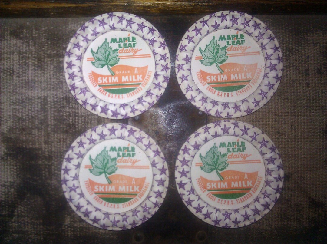 Vintage Milk Bottle Caps / Purple Stars/ Skim Milk Lids / Farm House ...