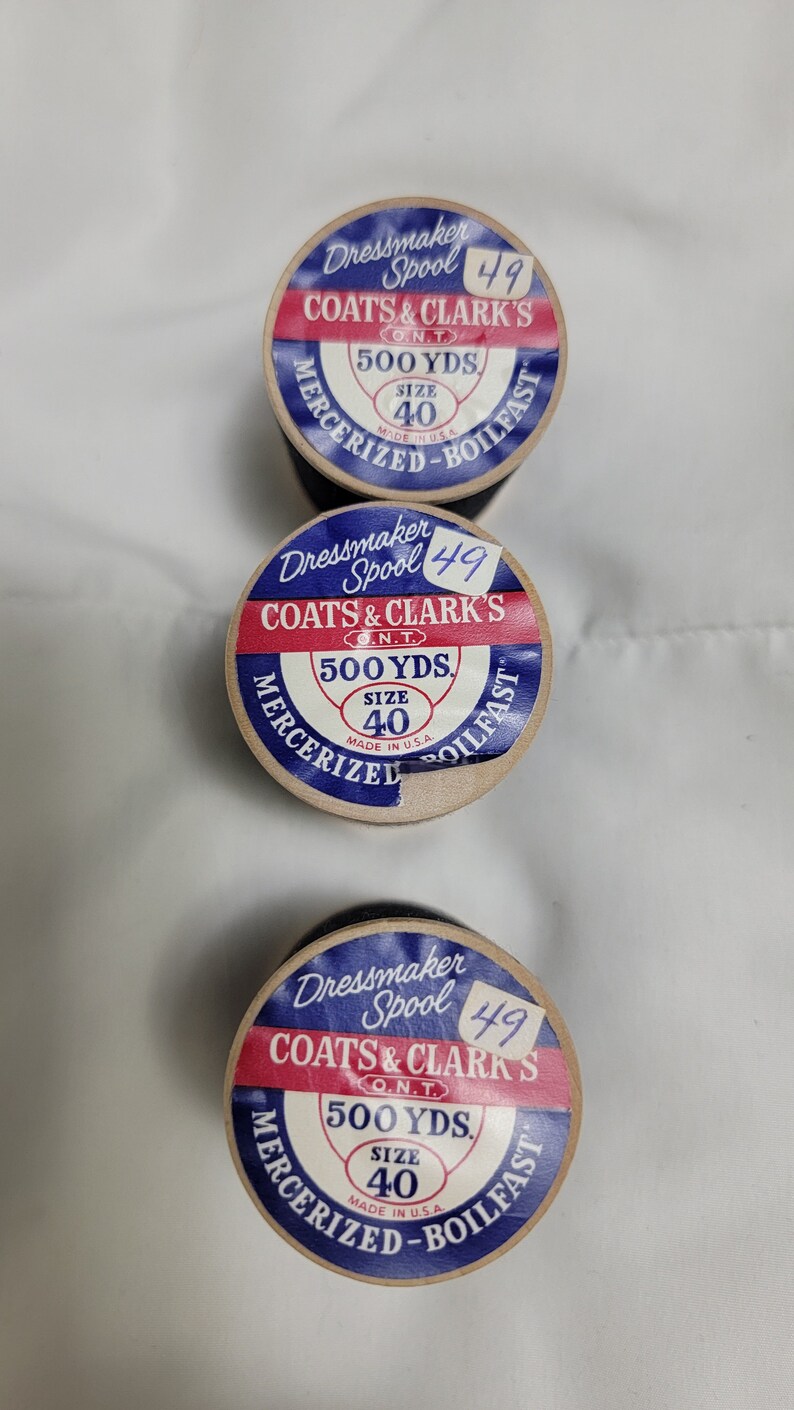 1940s Black Sewing Thread/ Coats and Clarks/ Wooden Spool/ 3 Spools of ...