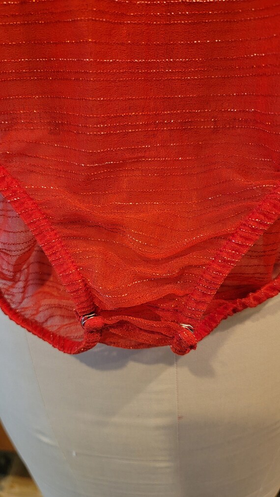 Off Shoulder Ruffled Blouse/ Bodysuit/Red Sheer Metal… - Gem