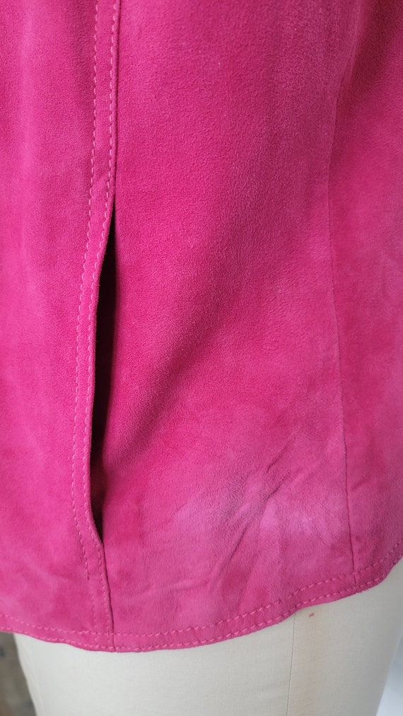Hot Pink Leather Blazer/ Pink Jacket /Suede Ruffles/W… - Gem
