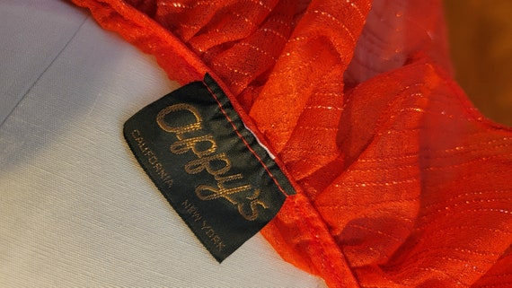 Off Shoulder Ruffled Blouse/ Bodysuit/Red Sheer Metal… - Gem