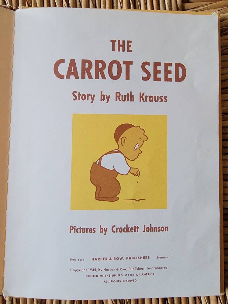 Vintage Children's Book/ the Carrot Seed/ 1945 Ruth Krauss/ Kids Garden ...