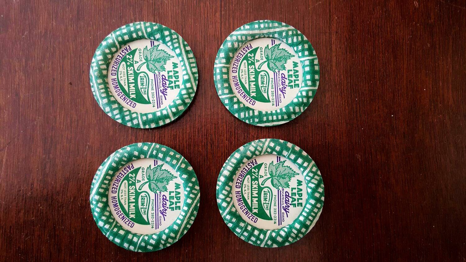 Vintage Milk Bottle Caps/green Milk Caps / Maple Leaf / Skim Milk - Etsy