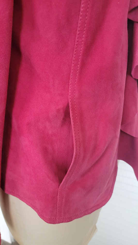 Hot Pink Leather Blazer/ Pink Jacket /Suede Ruffles/W… - Gem