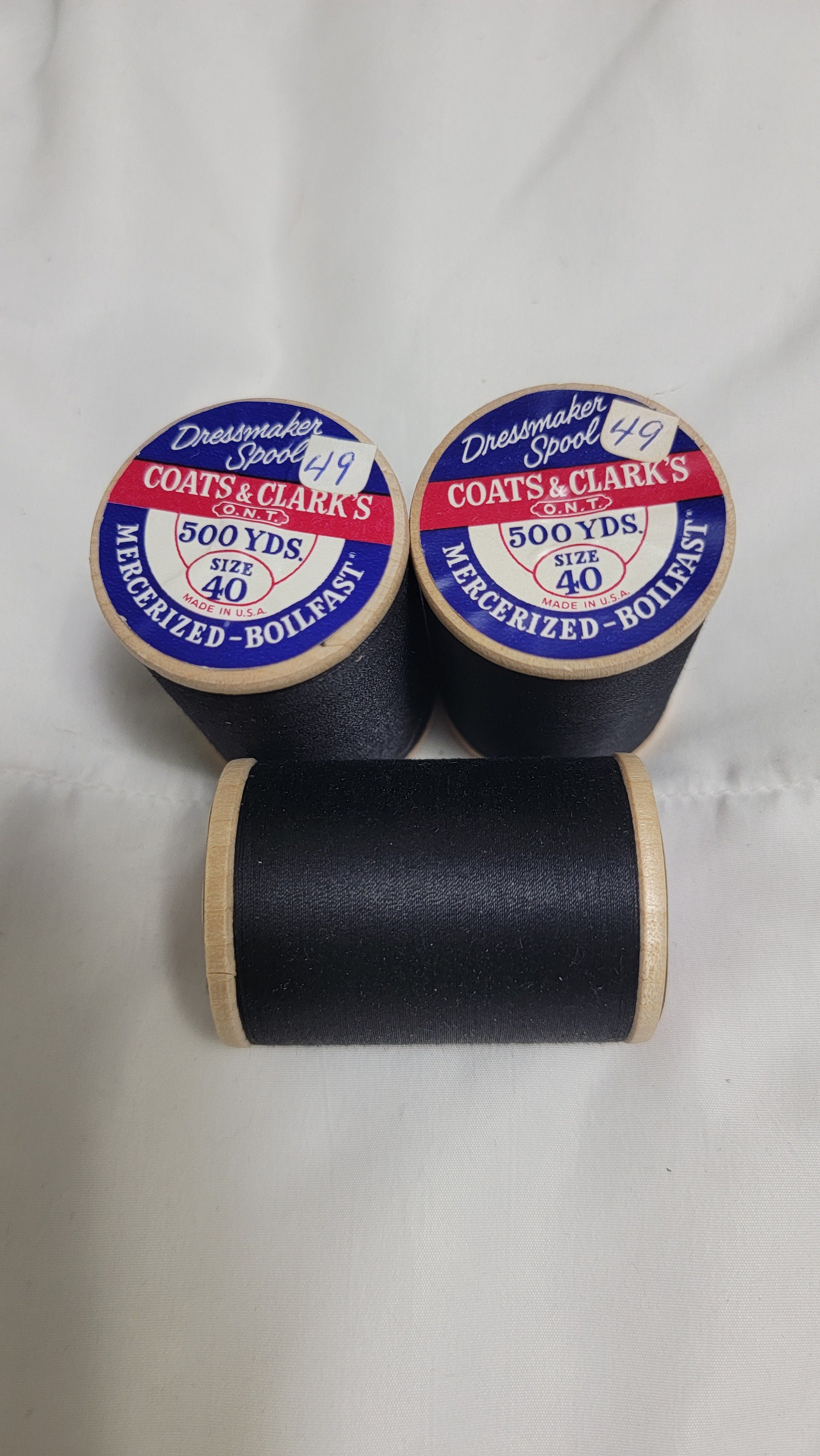 1940s Black Sewing Thread/ Coats and Clarks/ Wooden Spool/ 3 Spools of ...