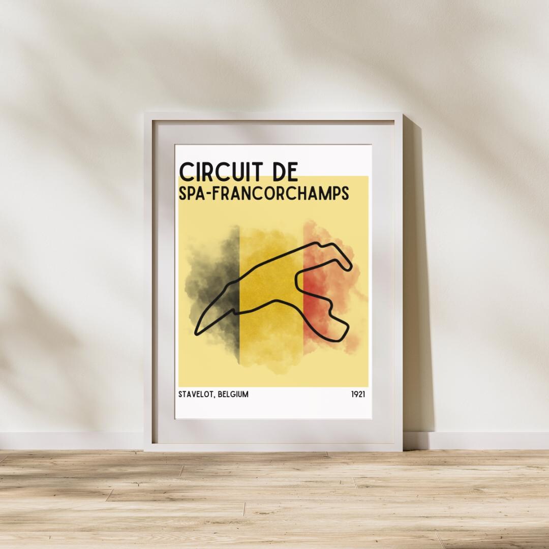 F1 Spa-francorchamps Poster – Formula 1 Circuit Wall Art, Modern Racing ...