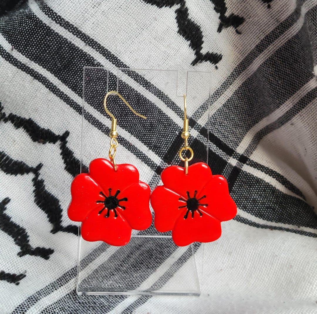 Palestinian Poppy Earrings - Proceeds Donated to Families in Gaza - Etsy