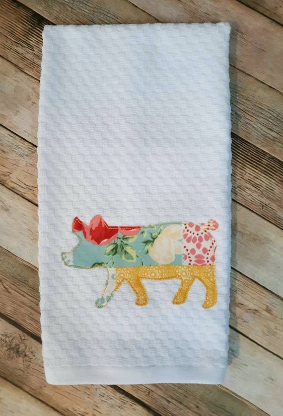 Floral Pig Kitchen Towel Made to Match Farmhouse Country - Etsy