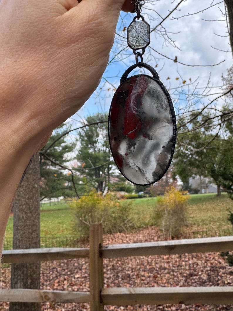 Bloodstone and Black Rutilated Quartz Pendant - Etsy