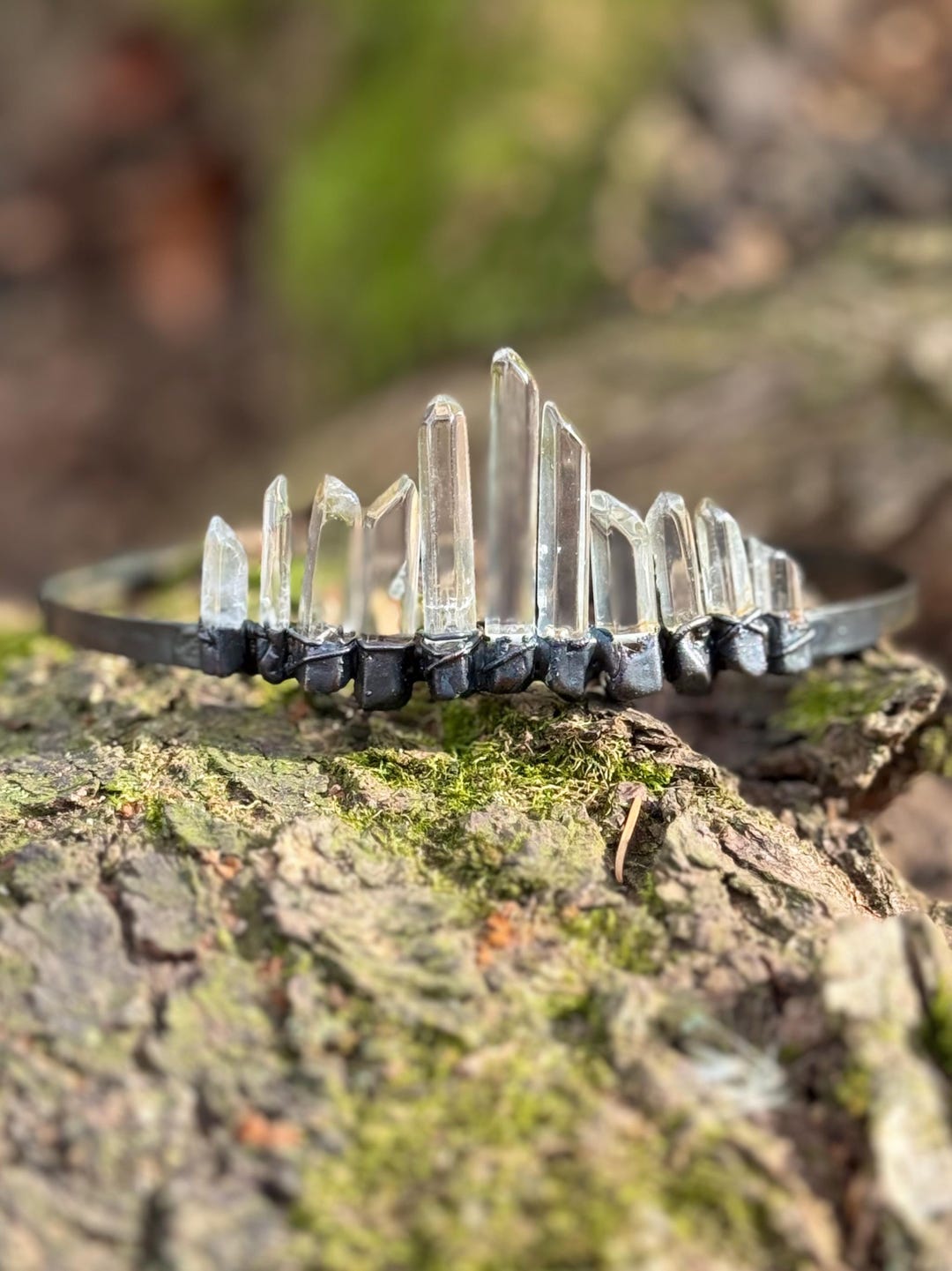 Clear Quartz Copper Electroformed Tiara | Quartz Tiara | High Priestess ...