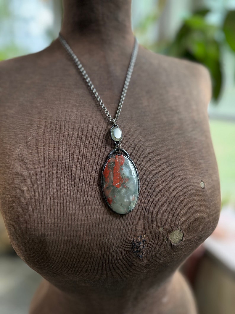 Bloodstone and Black Rutilated Quartz Pendant - Etsy