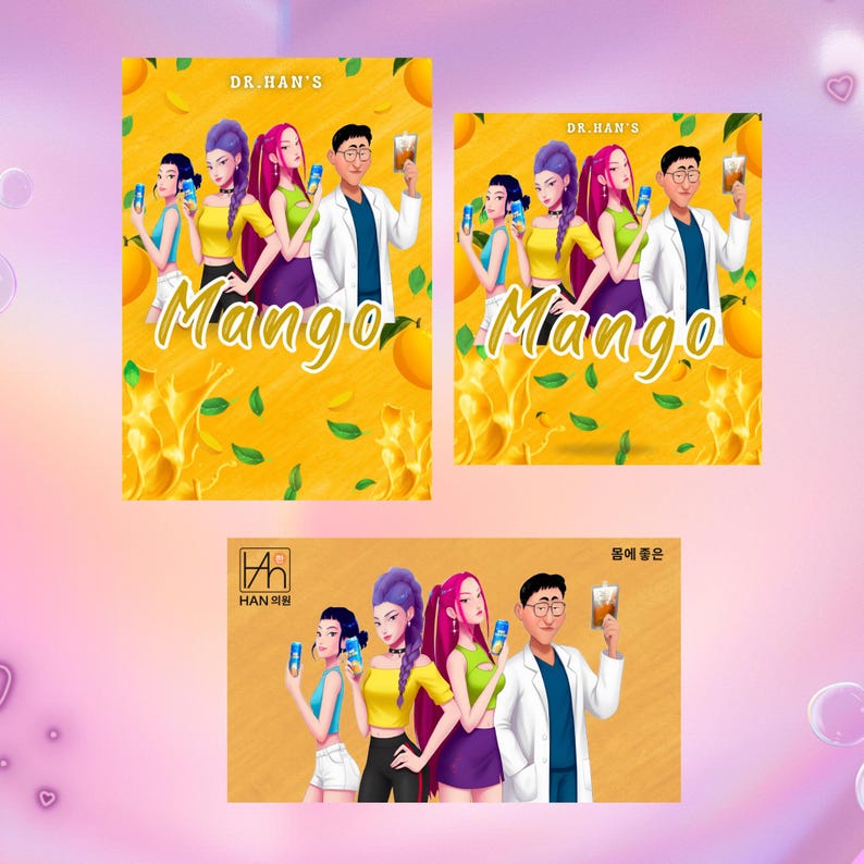 KPOP Demon Hunters Dr Han Juice Pouch & Gogo Squeez Labels + Gable Box ...