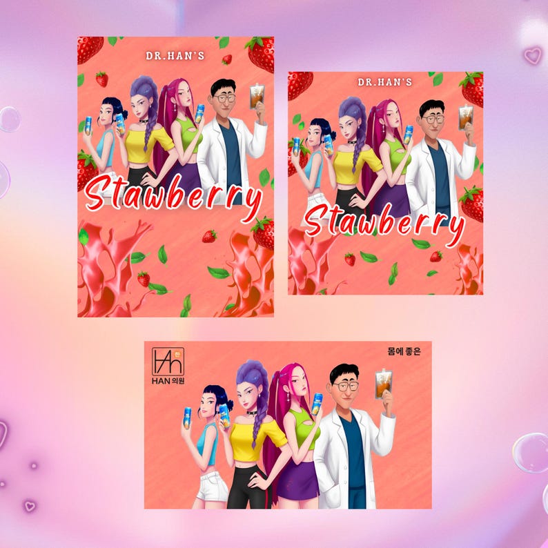 KPOP Demon Hunters Dr Han Juice Pouch & Gogo Squeez Labels + Gable Box ...