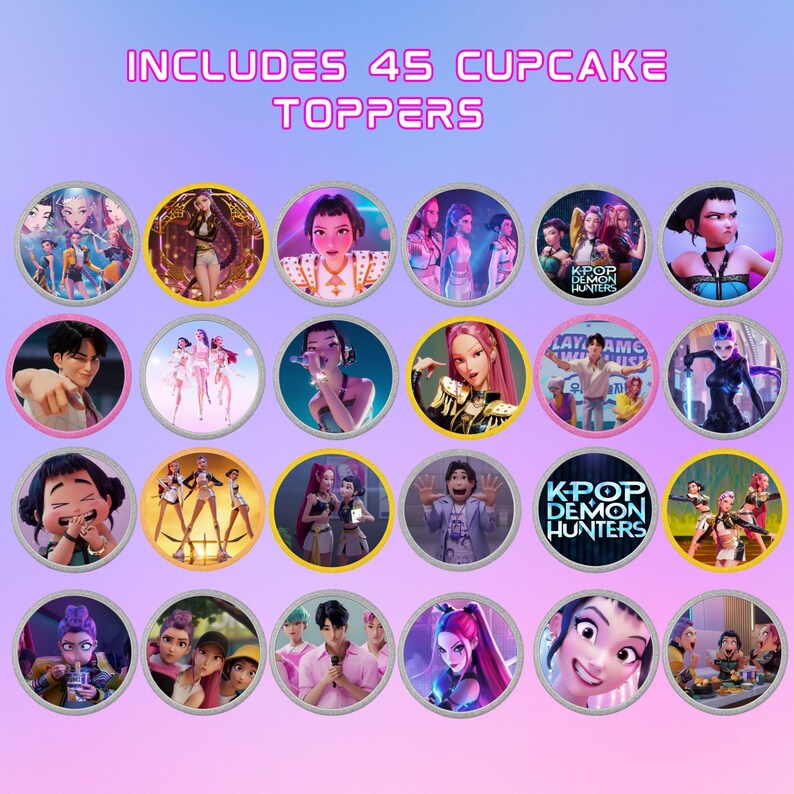 Kpop Demon Hunters Cake Topper Mega Bundle | 40+ Editable K-pop Huntrix ...
