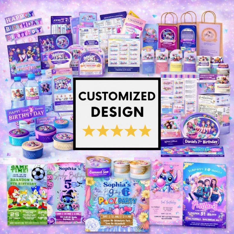 Custom Birthday Party Printables Bundle, Personalized Party Decorations ...