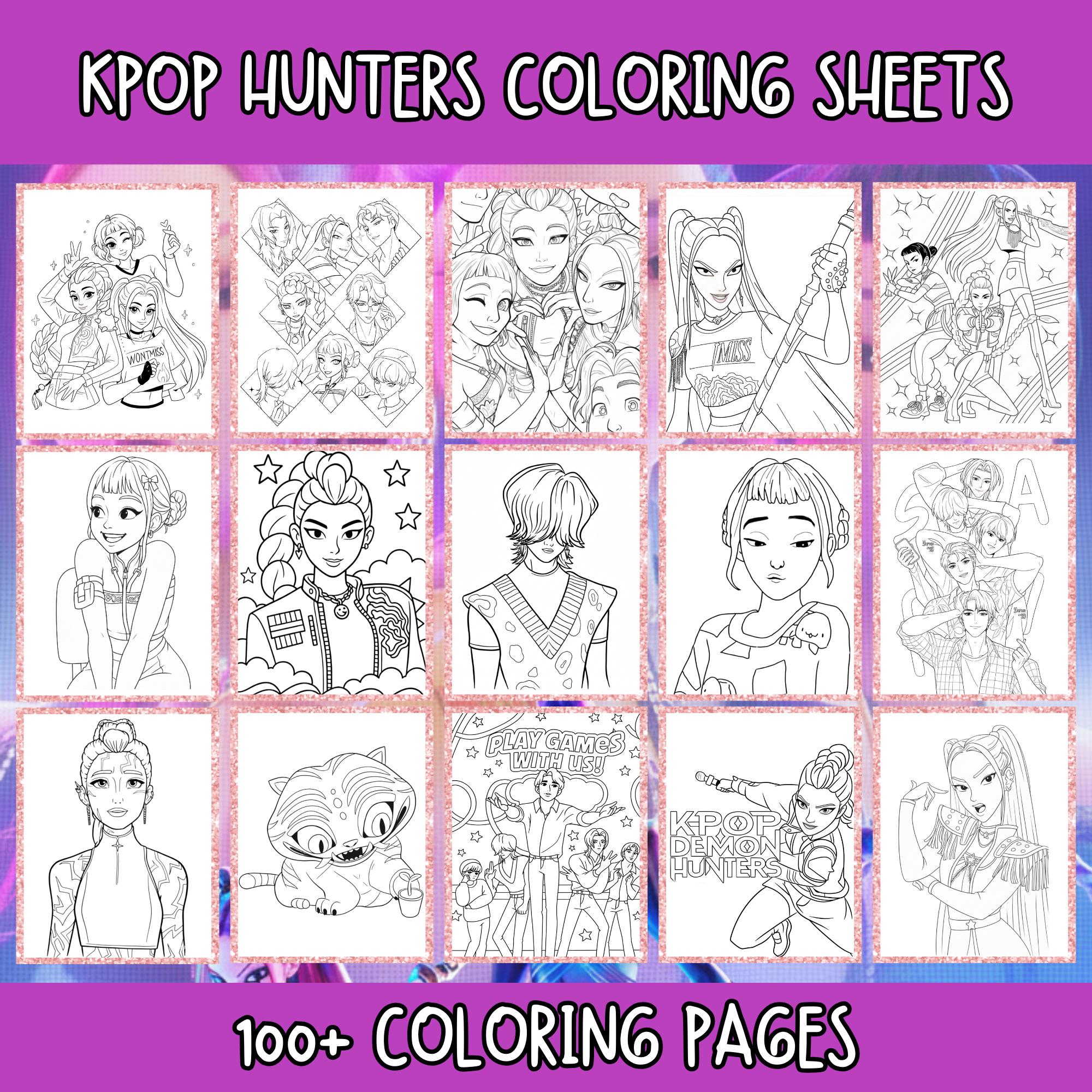 Demon Hunters Kpop Coloring Pages | 100+ K-pop Coloring Book for Kids ...