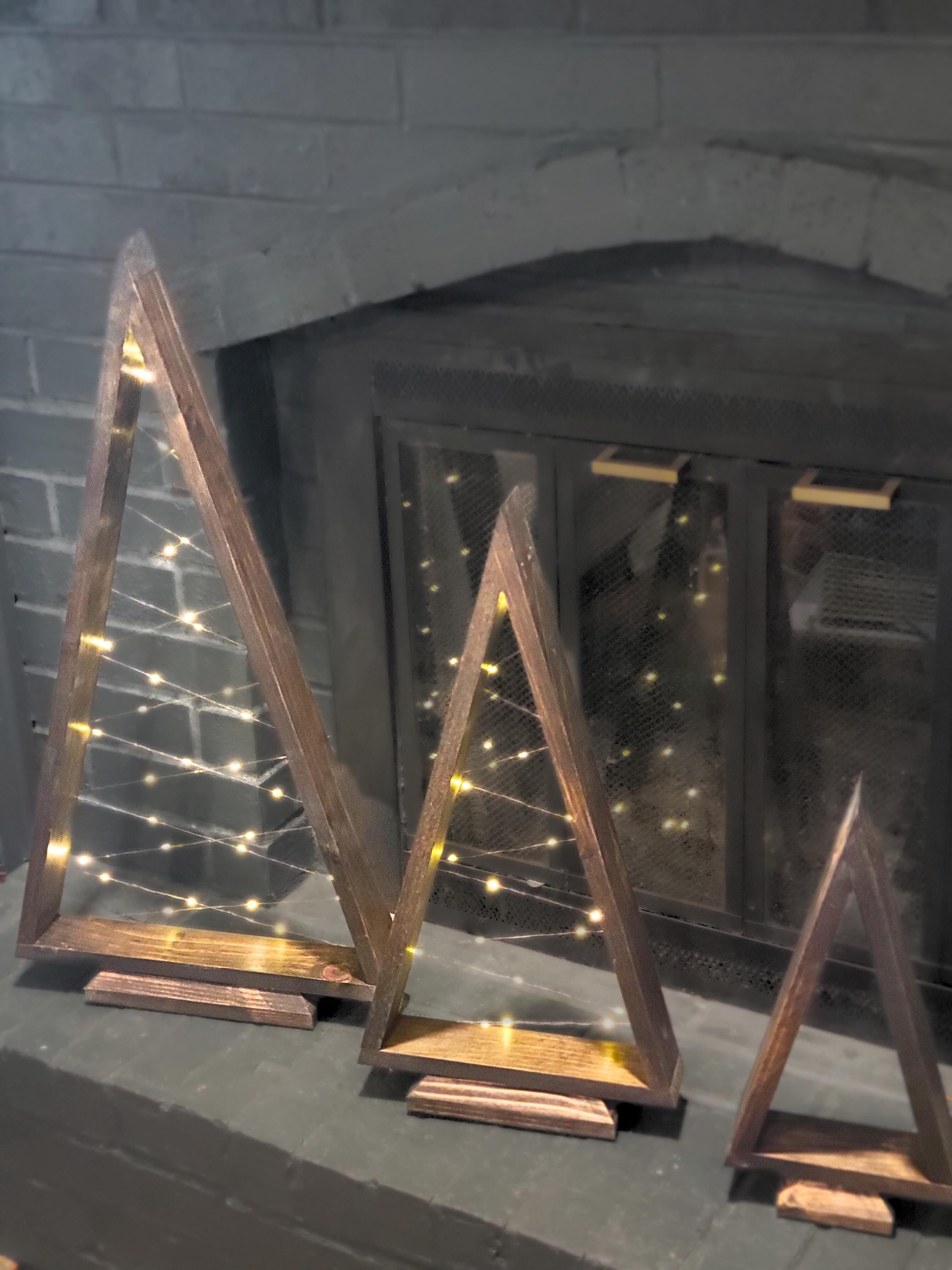 Handmade LED Rustic Wooden Christmas Tree – Tabletop Holiday Decor - Etsy