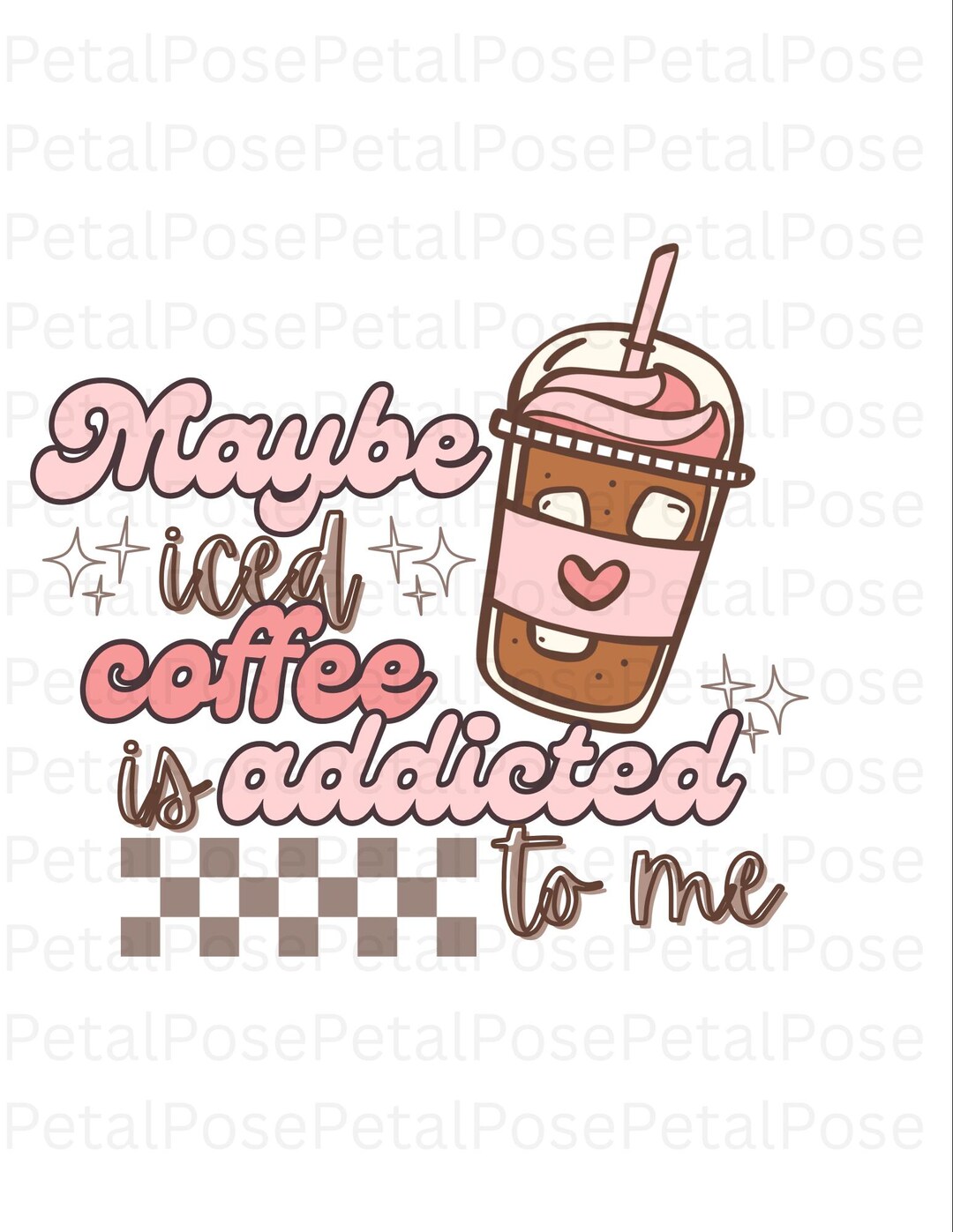 Iced Coffee Addict PNG - Etsy