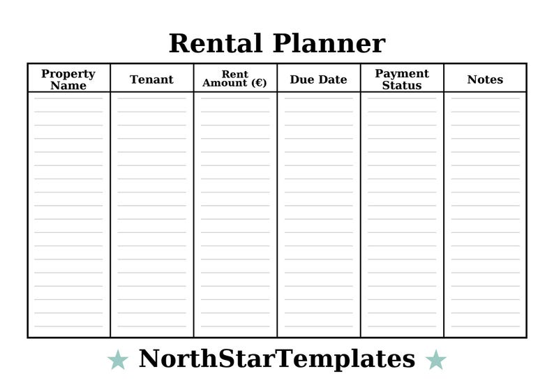 Rental Planner Premium Printable and Editable Template DE EN ES - Etsy