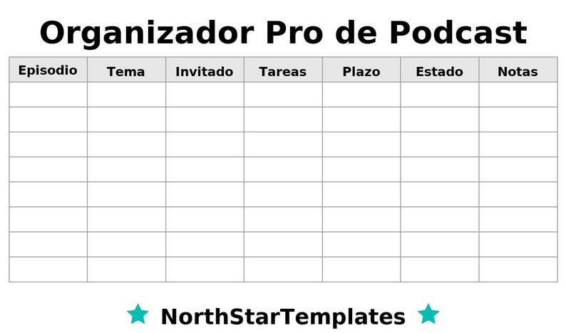 Podcast Pro Organizer Premium Printable and Editable Template DE EN ES ...