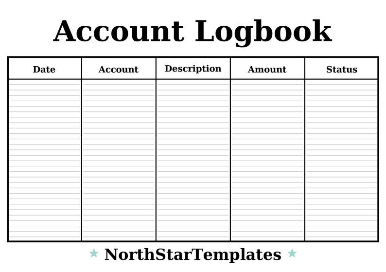 Account Logbook — Premium Printable & Editable Template DE EN ES - Etsy