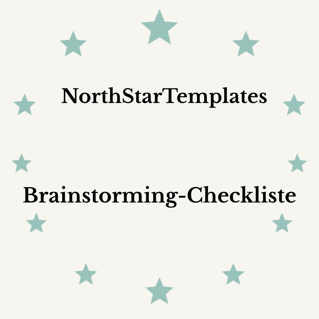 Brainstorming Checklist Premium Printable and Editable Template DE EN ...