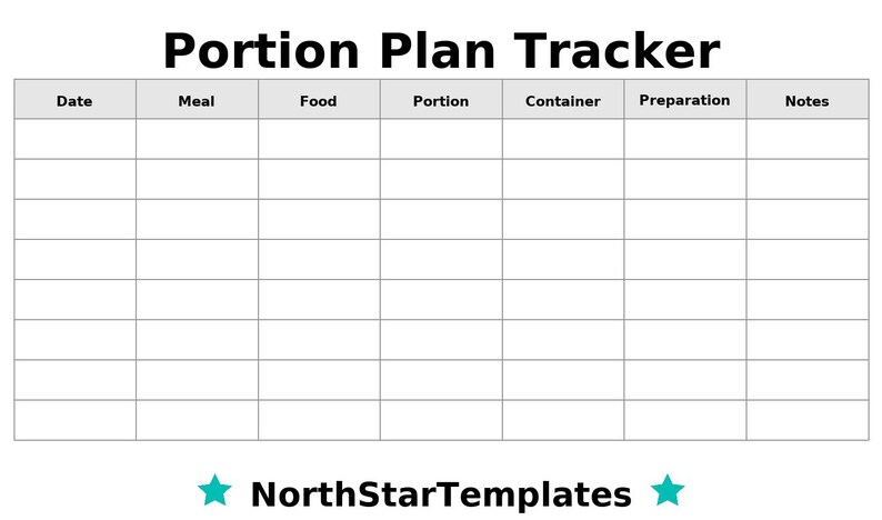Portion Plan Tracker Premium Printable and Editable Template DE EN ES ...