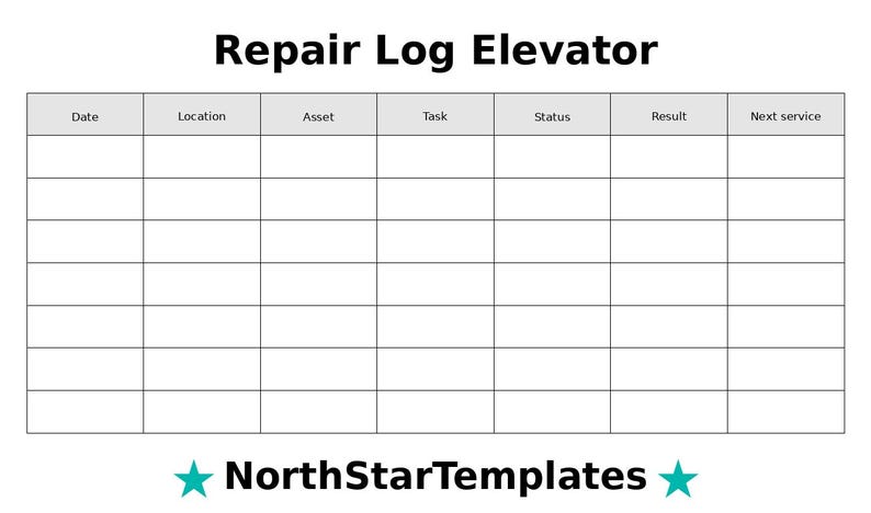 Repair Log - Elevator Premium Printable and Editable Template DE EN ES ...