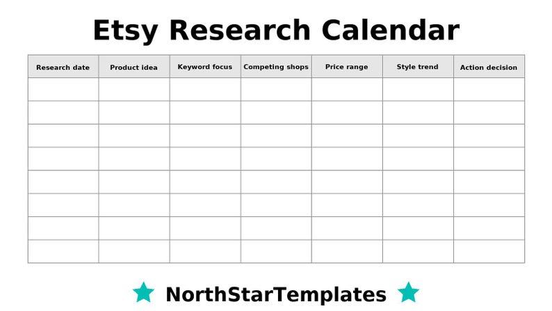 Etsy Research Calendar Premium Printable and Editable Template DE EN ES ...