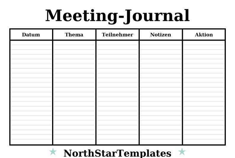 Meeting Journal — Premium Printable & Editable Template DE EN ES - Etsy