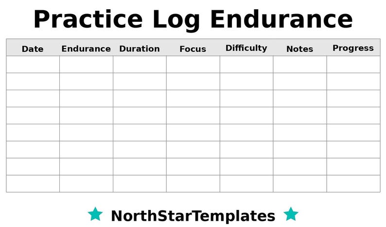Practice Log Endurance Premium Printable and Editable Template DE EN ES ...