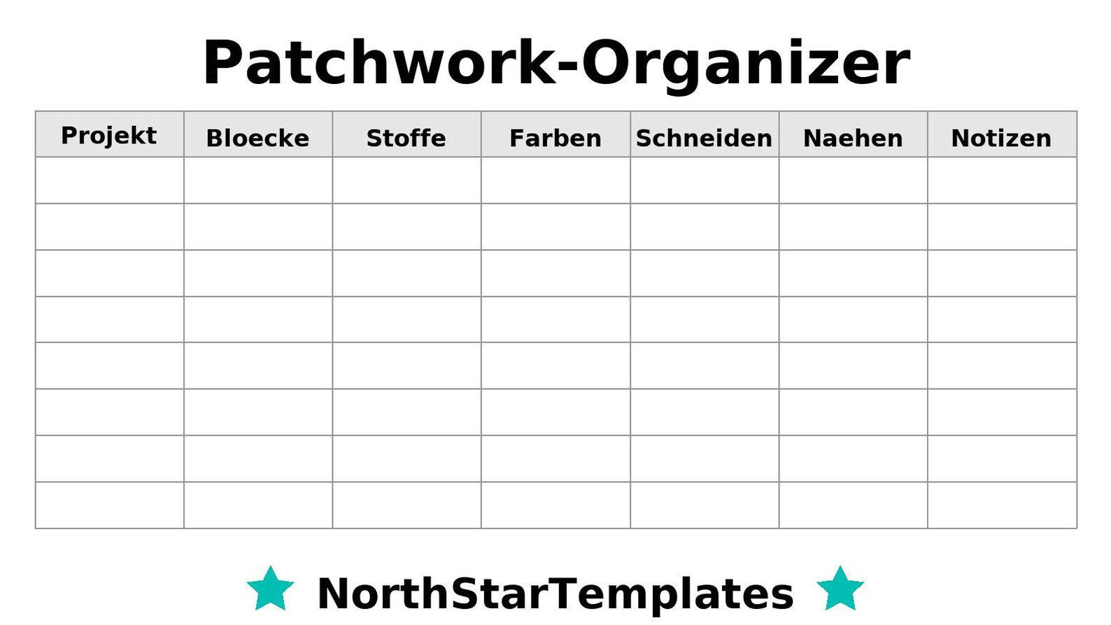 Patchwork Organizer Premium Printable and Editable Template DE EN ES - Etsy