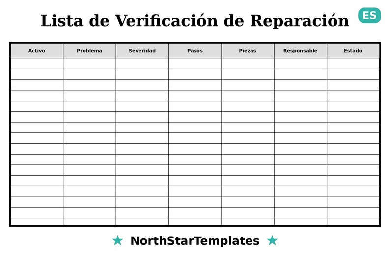 Repair Checklist Premium Printable and Editable Template DE EN ES ...